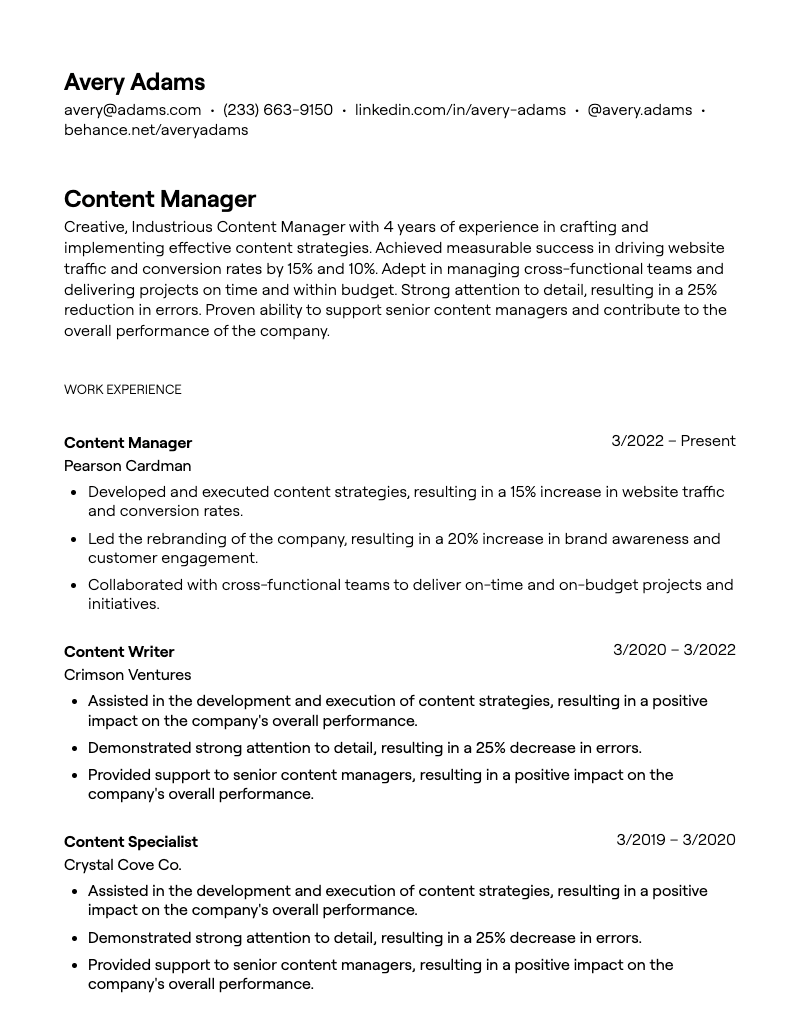 2023 Digital Content Manager Resume Example Guidance TealHQ 2023 Digital Content Manager Resume Example Guidance TealHQ